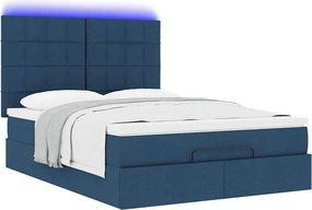 Osmanský rám postele s matrací modrá 140x200cm textil 3314016