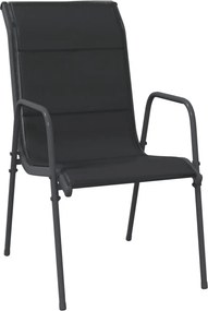 9dílný zahradní jídelní set černý ocel a textilen 3200717