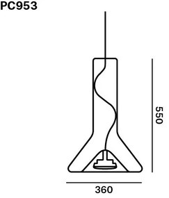 Brokis PC00953 Whistle large, závěsné svítidlo, foukané čiré sklo/černý chrom, 1x10W LED GX53 2700K stmívatelné, výška 55cm