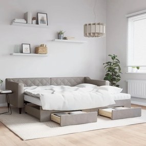Válenda s přistýlkou a zásuvkami taupe 90 x 200 cm textil 3197483
