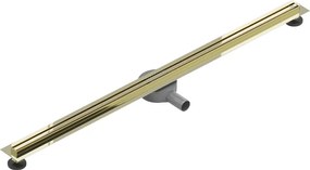 MEXEN Flat nerezový sprchový žlab s rotačním 360° sifonem 140 cm, vzor SLIM, zlatá, 1541140