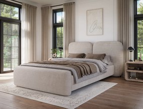 Postel Ollival 180x200 s kovovým roštem a úložným prostorem, béžový velur