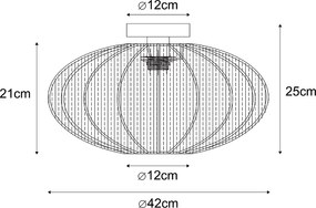 Stropní svítidlo Japandi hnědé s textilním stínítkem - Bida