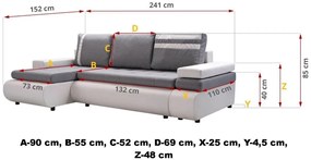 Casarredo - Komfort nábytek Rohová sedací souprava MELCHOR rozkládací s úložným prostorem, Sioux 1114/Trinity 15 | Umístění rohu: roh na pravé straně