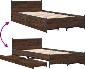 Rám postele se zásuvkami hnědý dub 75 x 190 cm kompozitní dřevo 3279976