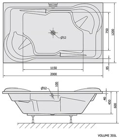Polysan DUO 200x120 FRAME vana s konstrukcí, 16211