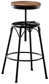 Industriální barová židle Beam, kov / dřevo - Černá