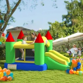 HOMCOM nafukovací skákací hrad foukačka dětský skákací hrad hrací skluzavka trampolína bezpečnostní síť 3-10 let Oxford 300x180x160cm