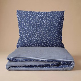 Krepové prodloužené povlečení Venkovský sen - modré Velikost: 140 x 220 + 70 x 90