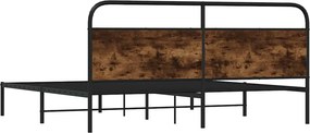 Kovový rám postele bez matrace kouřový dub 193 x 203 cm 3318632