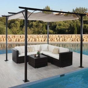 Pergola se stahovací střechou 3x3 m Dekorhome Krémová