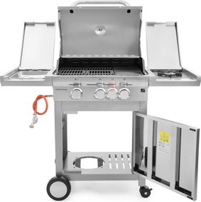 Plynový gril CALIFORNIA BBQ, 4 hořáky, s redukčním ventilem, stříbrná Penta CZ