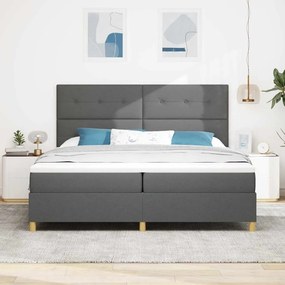 Postel s boxspringem s čelo Tmavě šedá 200 x 200 cm textil 3339645