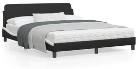 Rám postele s čelem černý a bílý 160 x 200 cm umělá kůže - Default Title