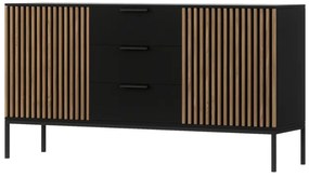 Komoda MEORATI 150x40 cm, černá/dub artisan