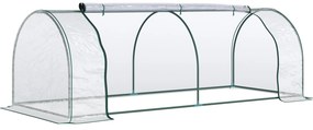 Outsunny Skleník s dveřmi, chladicí rám, pěstování rostlin, ocel PVC, 250x100x80cm