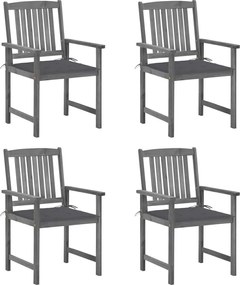 vidaXL Zahradní židle s poduškami 4 ks masivní akáciové dřevo [3061228] Barva: antracitová