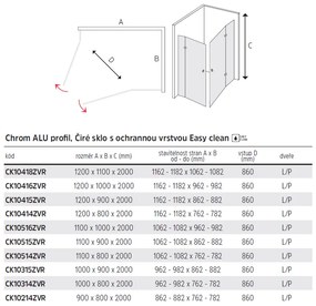 Mereo Novea sprchový kout obdélník 110x80 cm sklo Čiré ALU chrom CK10514ZVR