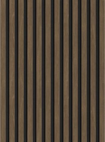 Mexen Lam-F, akustické stěnové lamely 275 × 30 cm, plstěný podklad 8 mm, technická dýha, ořech kakaový, S105-275307-3015-018