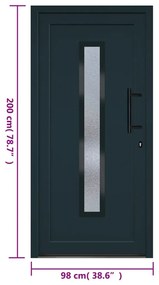 Vchodové dveře antracitové 98 x 200 cm PVC,  3157090