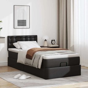 Osmanský rám postele s matrací černá 90x200cm umělá kůže 3312132