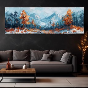Obraz na plátně - Zimní ticho na úpatí FeelHappy.cz Velikost obrazu: 210 x 70 cm