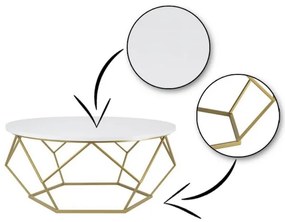 Konferenční stolek DIAMOND 41,5x90 cm zlatá/bílá