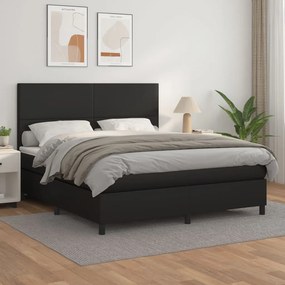 Box spring postel s matrací černá 180x200 cm umělá kůže 3142737