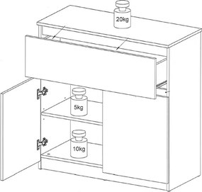 Komoda 2-dveřová Ada, dub sonoma