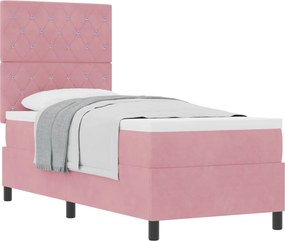Postel s boxspringem s matrací s čelo Růžová 80 x 200 cm samet 3339733