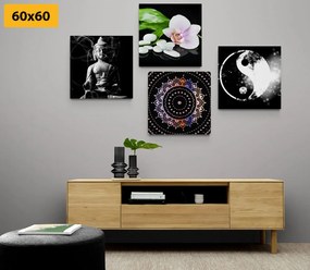 Set obrazů Feng Shui na černém pozadí