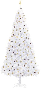Umělý vánoční stromek s LED a sadou koulí 300 cm bílý,  3077789 HangarStore.cz