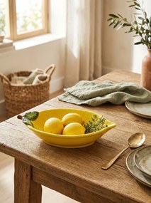 Sinsay - Ručně malovaný talíř ve tvaru citronu - žlutá