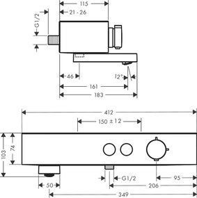 Hansgrohe ShowerTablet Select, termostatická vanová baterie 400 na zeď, kartáčovaný bronz, HAN-24340140