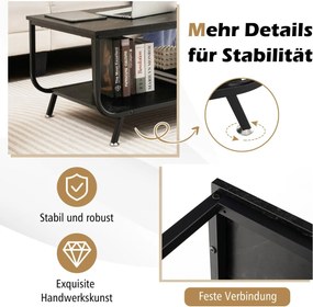 Costway Marble Konferenční stolek Obdélníkový se 2 patry – 105 × 55 × 46,5 cm