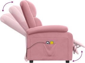 Elektrické masážní křeslo růžové samet 3098408