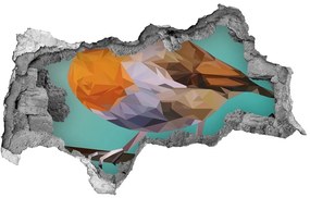 Wallmuralia Díra 3D fototapeta nálepka Pták Červenka obecná 95x73 cm