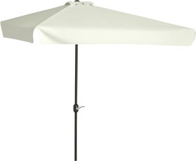 Obdélníkový slunečník Outsunny 230x130x249 cm s bočním upevněním a kličkou, UV ochrana, voděodolný slunečník pro balkon, terasu a zahradu, krémový | A