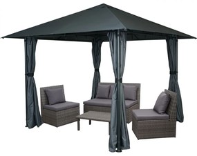 Pergola HWC-J63 se střechou a boční stěnou 3x3m - antracit