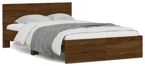 Rám postele s čelem a LED osvětlením hnědý dub 140 x 190 cm 3207629