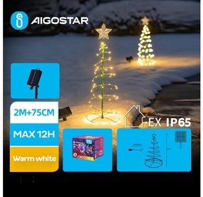 Aigostar - LED Solární vánoční dekorace LED/0,26W/3,7V 75cm IP65 teplá bílá