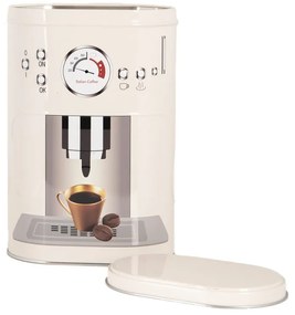 Béžová plechová dóza na kávu Coffee machine – 20x13x9 / 18x11x7 cm