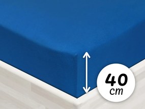 Jersey napínací prostěradlo na extra vysokou matraci JR-016 Modré 90 x 220 - výška 40 cm
