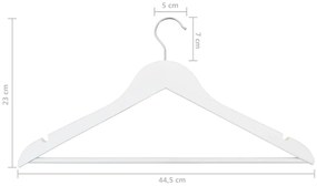 vidaXL Marketos 100 ks šatních ramínek protiskluzové bílé tvrdé dřevo