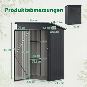 Costway Přístřešek na nářadí zahradní přístřešek z pozinkovaného kovu s 2