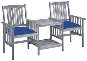 Zahradní židle se stolkem akácie / látka Dekorhome Tmavě modrá
