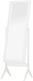 HOMCOM Stojací zrcadlo Elegantní celoplošné zrcadlo se zvýšenými nožičkami, MDF, snadná údržba, bílé, 47x46x148cm, do ložnice a předsíně |