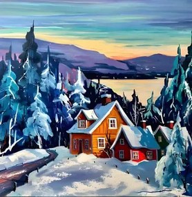 NORIMPEX Malování podle čísel Chata v zimě / 40x50 cm