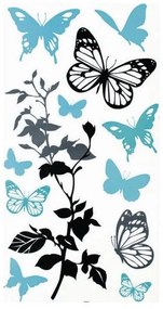 Samolepící pokojová dekorace Motýlci černošedí s tyrkysovou