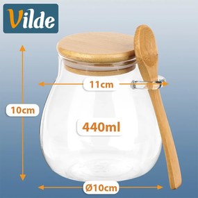 VILDE Sada 2ks sklenic na jogurt / dezert s bambusovým víčkem a lžicí, 2x440ml